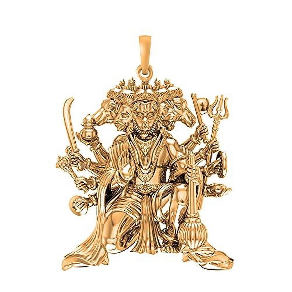 925 Sterling Silver 22k Gold Plated God Panchmukhi Hanuman Pendant Lord ...