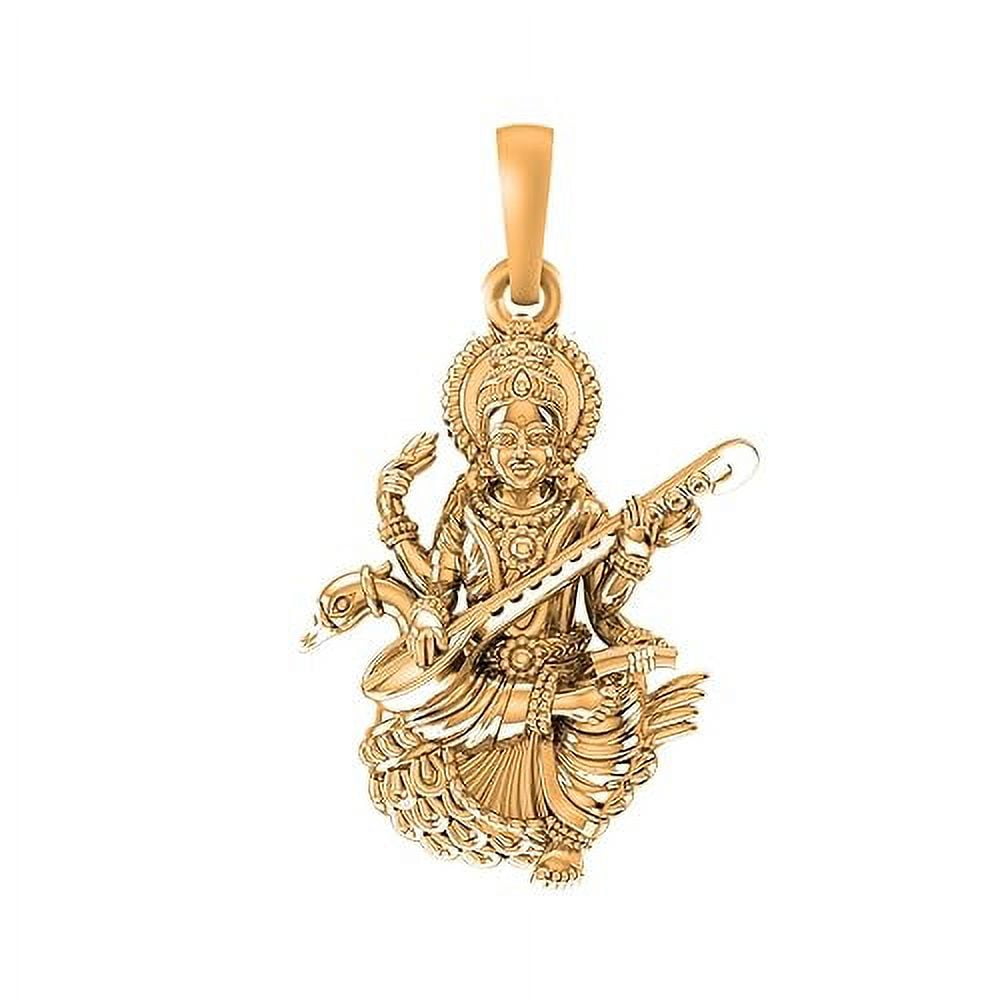 925 Sterling Silver 22k Gold Plated Goddess Maa Saraswati (Big Size ...