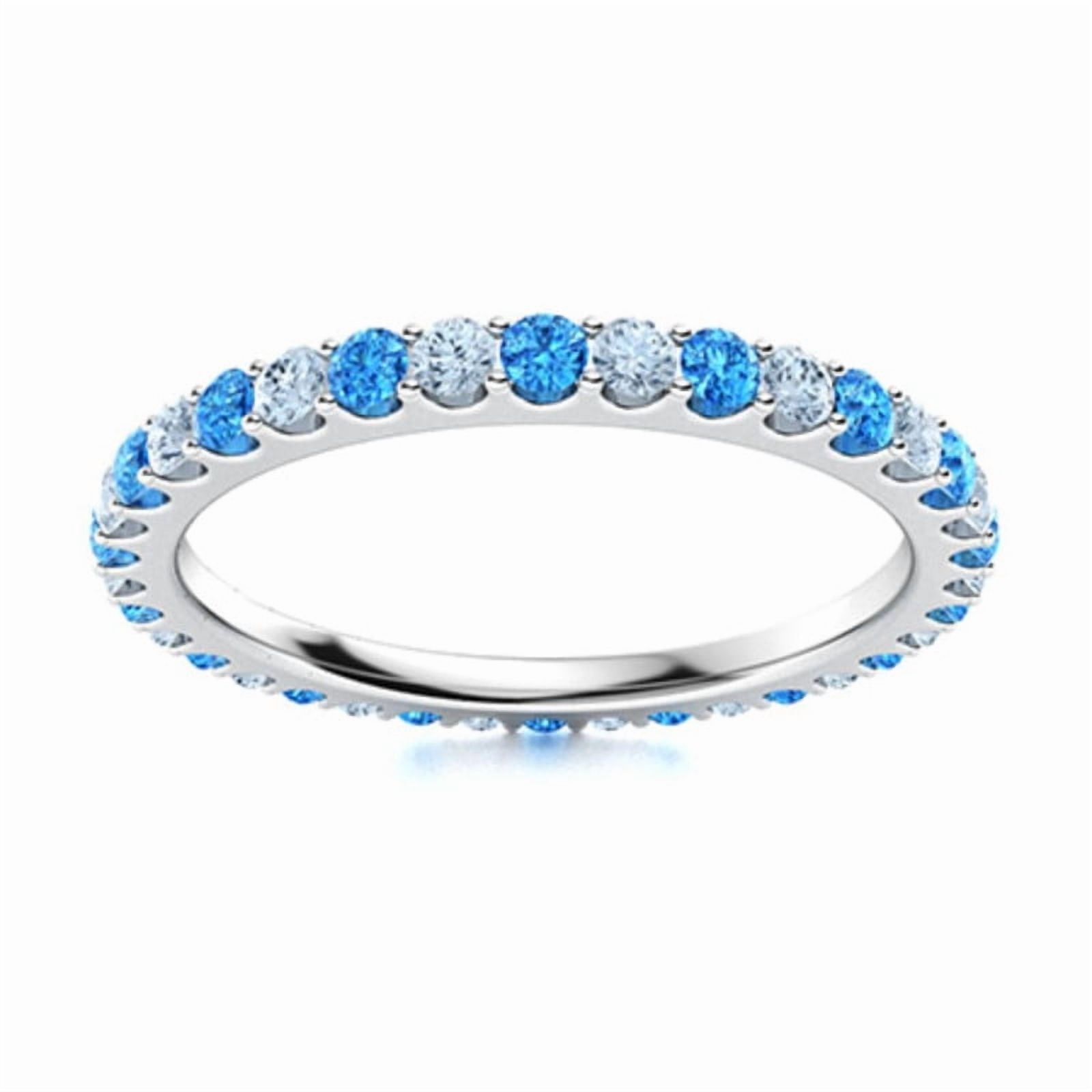 925 Sterling Silver 2MM Round Black Spinel & Swiss Blue Topaz Full ...