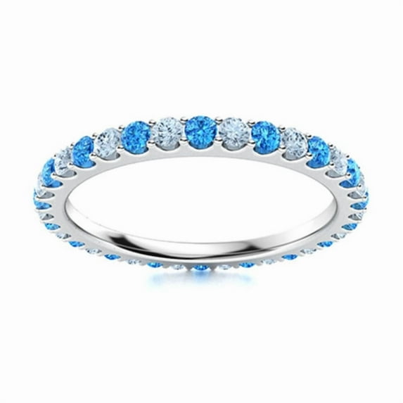 925 Sterling Silver 2MM Round Black Spinel & Swiss Blue Topaz Full ...