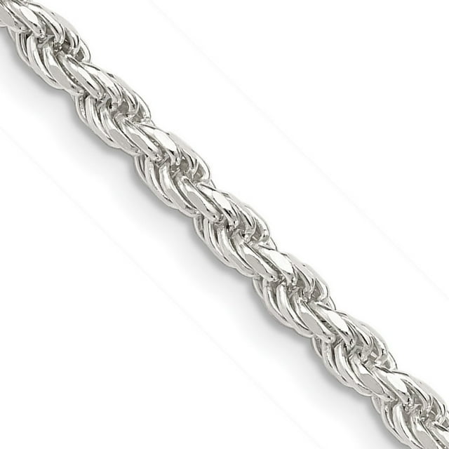 925 Sterling Silver 3.2mm Sparkle Cut Rope Chain Necklace 42 Inch ...