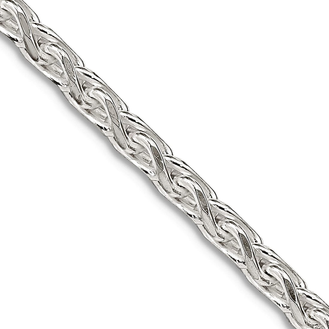 925 Sterling Silver 3.5mm Sparkle-Cut Round Spiga Chain Necklace 30 ...