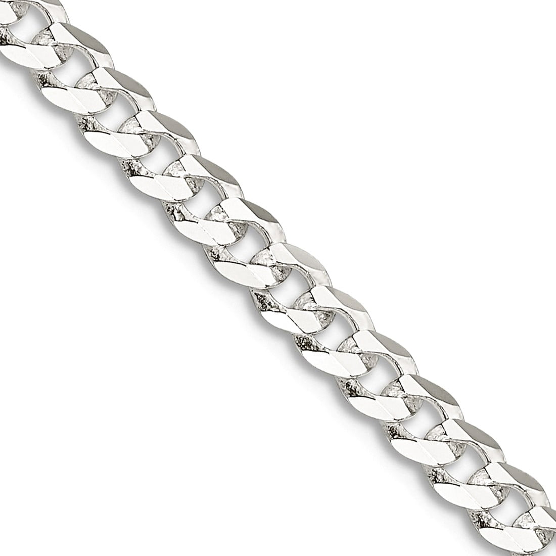 925 Sterling Silver 3.8mm Flat Curb Chain Necklace 30 Inch Chain ...