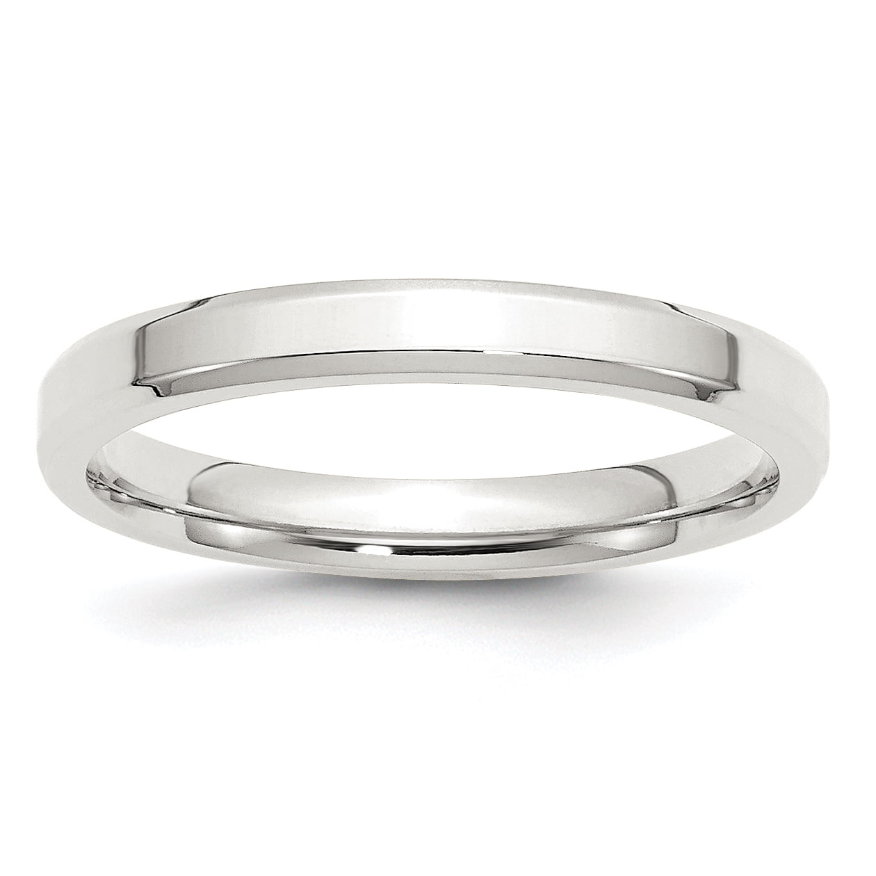 925 Sterling Silver 3mm Beveled Edge Size 4 Wedding Ring Band Classic ...