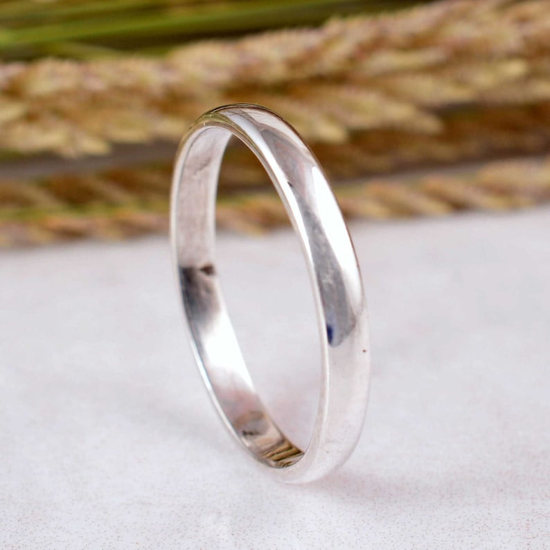 925 Sterling Silver 3mm Wedding Band – Simple Half Round Ring for Daily ...