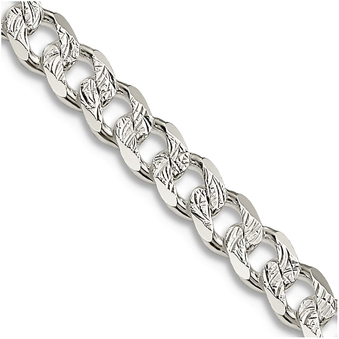 925 Sterling Silver 4.5mm Pave Curb Chain Necklace 30 Inch Chain ...