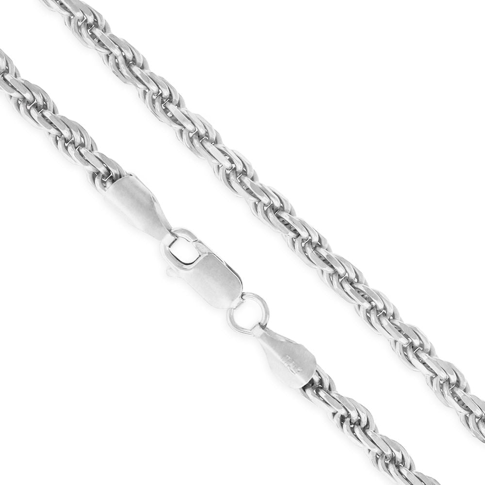 925 Sterling Silver 4MM Rope Diamond-Cut Chain Necklaces, Solid 925 ...