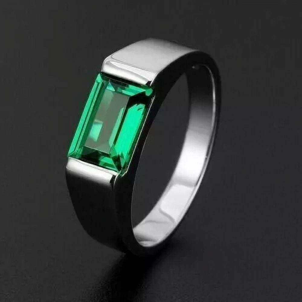 925 Sterling Silver 5.25 Ct Emerald Handmade Men's Ring - Walmart.com