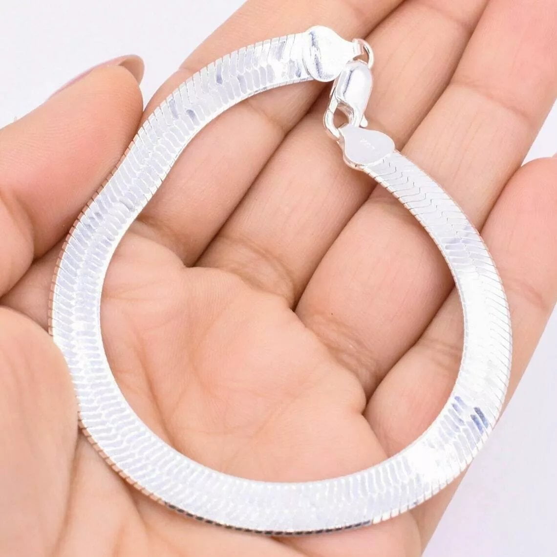 925 Sterling Silver 5.5mm Flexible Herringbone Bracelet, All Sizes ...