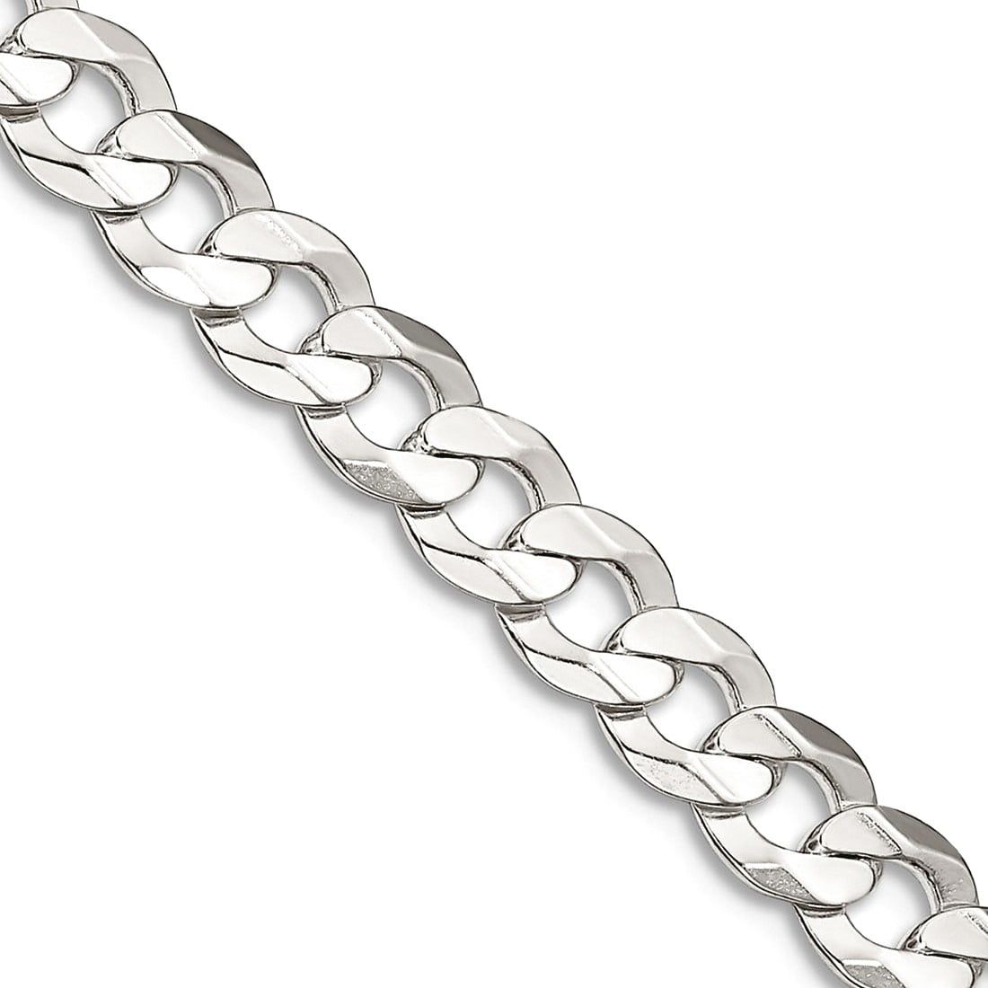 925 Sterling Silver 5.65mm Concave Beveled Curb Chain Necklace 20 Inch ...