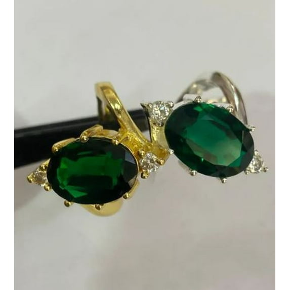 925 Sterling Silver 7.25 Carat Natural Green Emerald Gemstone Handmade ...