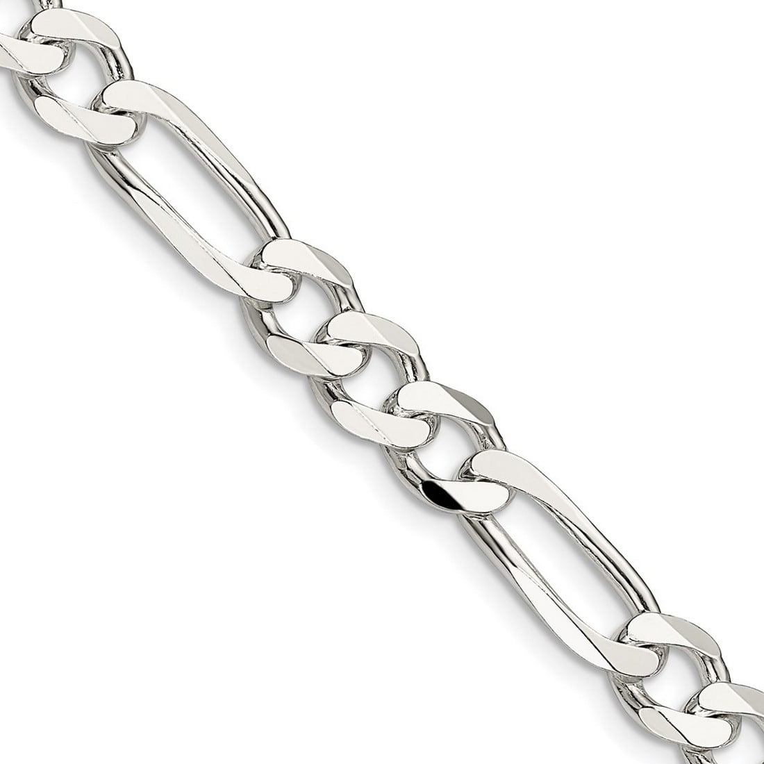 925 Sterling Silver 7.5mm Figaro Chain Necklace 26 Inch Chain-Necklace ...