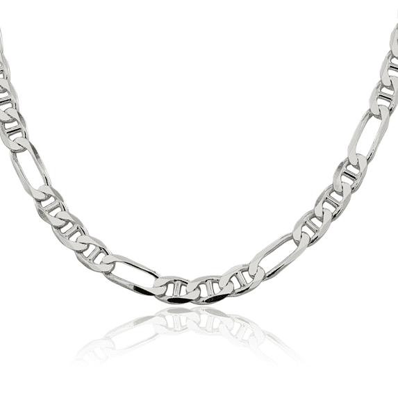 925 Sterling Silver 7.5mm Figaro Link Anchor Mariner Chain Necklace ...
