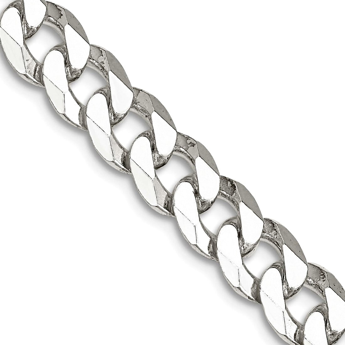 925 Sterling Silver 7mm Beveled Curb Chain Necklace 30 Inch Chain ...