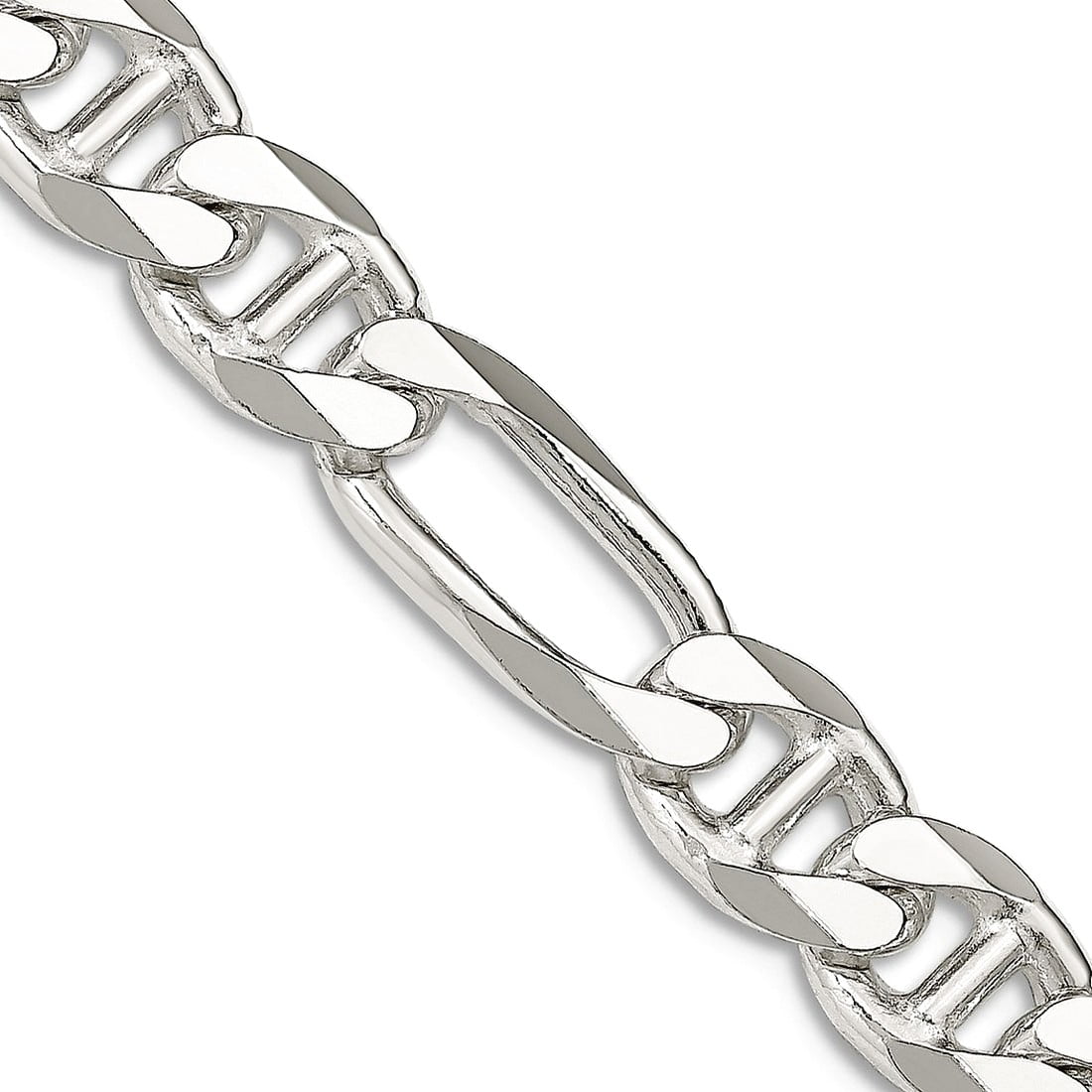 925 Sterling Silver 8.25mm Figaro Nautical Ship Mariner Anchor Chain ...