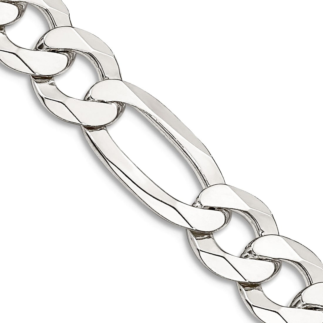 925 Sterling Silver 8.5mm Lightweight Flat Figaro Chain Necklace 28 ...