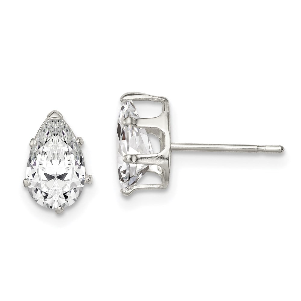 925 Sterling Silver 8x5 Pear Shape Snap Set Cubic Zirconia Stud Earrings Fine Jewelry For Women ...