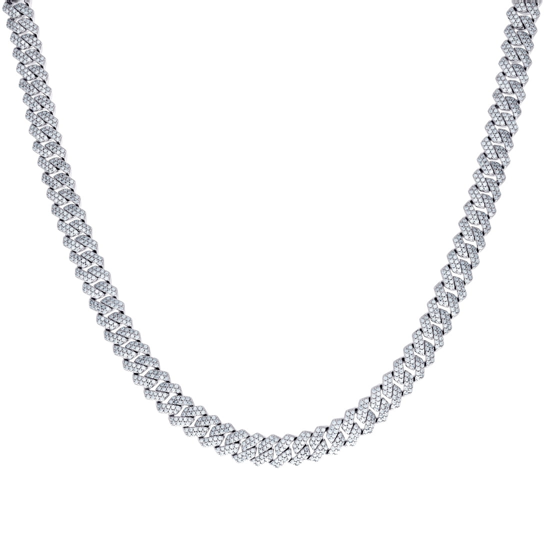 925 Sterling Silver 9.68ct Moissanite Square Comfort Curb Chain ...