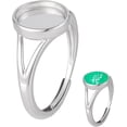 925 Sterling Silver Adjustable Ring Base 0.4×0.3 Inch Platinum Oval Gemstone Ring Settings ...