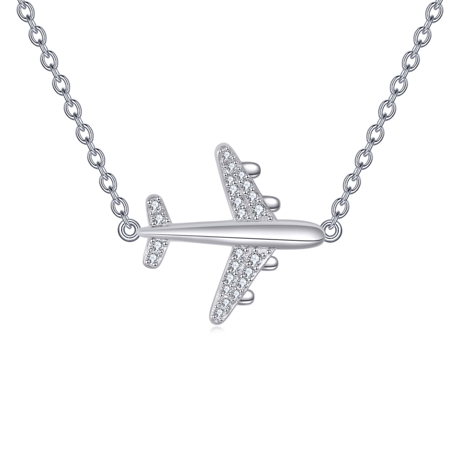 925 Sterling Silver Aircraft Choker Necklace Airplane Pendant Travel ...
