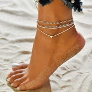 Diamond Cut Tennis Sterling Silver Foot Chain Ankle Bracelet Beach Boho ...