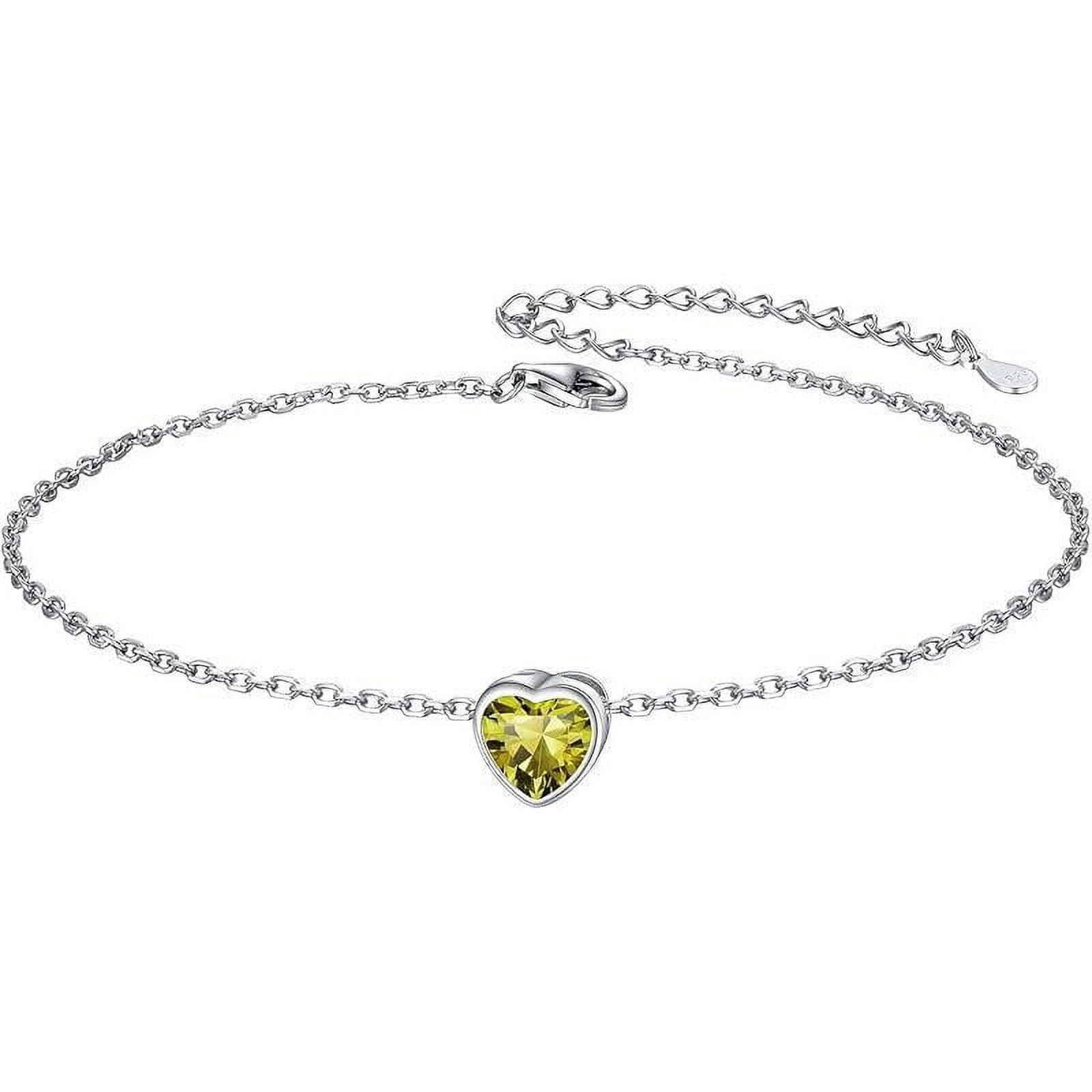 925 Sterling Silver Anklets for Women, Simple Dainty Round/Heart ...