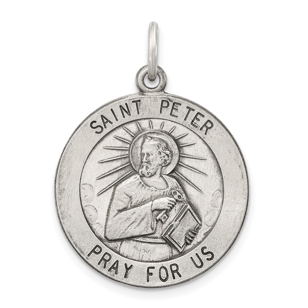 925 Sterling Silver Antiqued Saint Peter Medal Pendant Fine Jewelry For ...