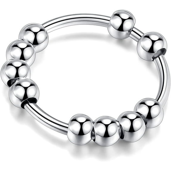 925 Sterling Silver Anxiety Fidget with Beads Rings for Anxiety Spinner ...