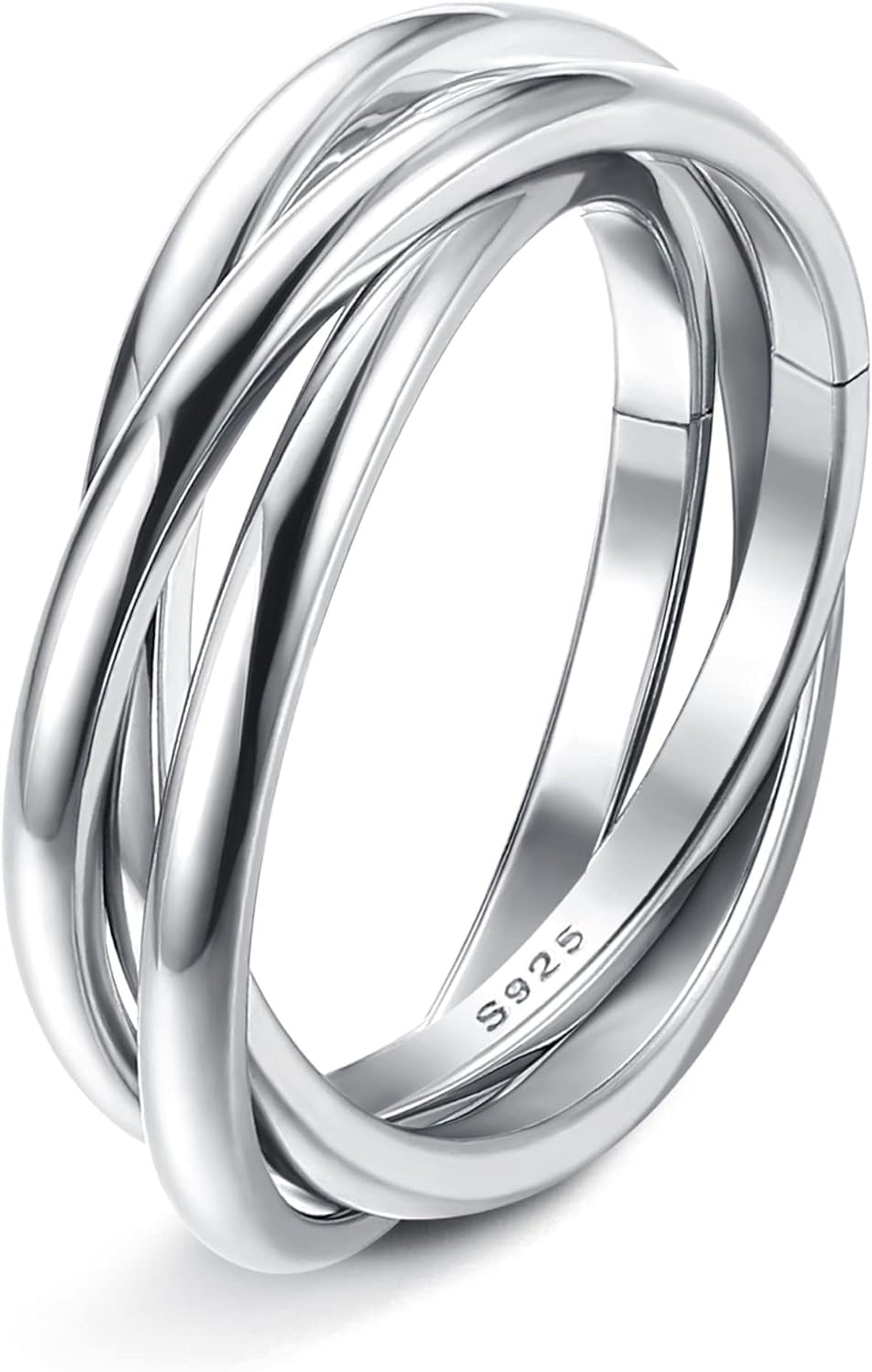 925 Sterling Silver Anxiety Rings Fidget Band Ring Stress Relief Rings ...