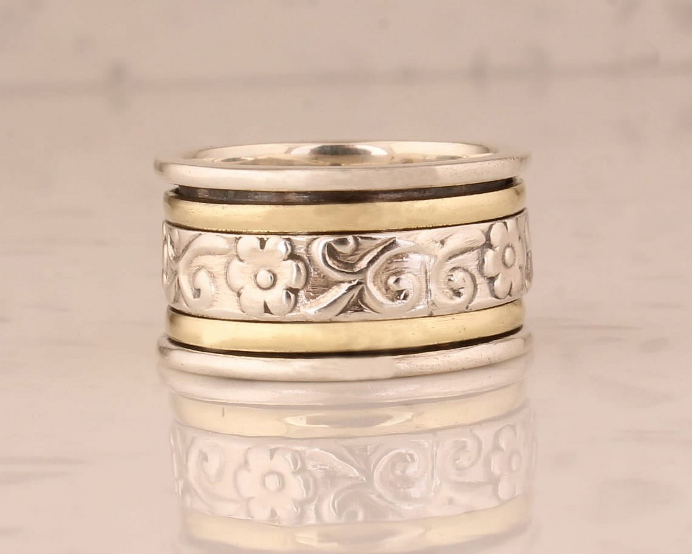 925 Sterling Silver Anxiety Spinner Ring – Handmade Fidget Band for Men ...