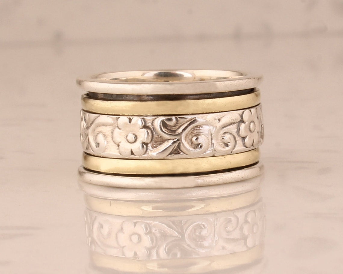 925 Sterling Silver Anxiety Spinner Ring – Handmade Fidget Band for Men ...