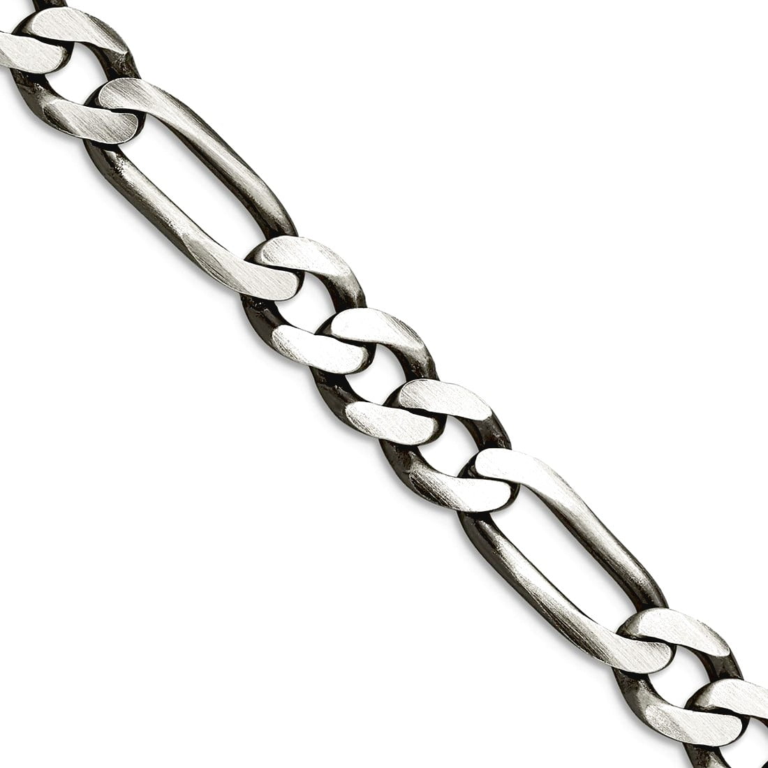 925 Sterling Silver Oxidized 7.5mm Figaro Chain Necklace 26 Inch Chain ...