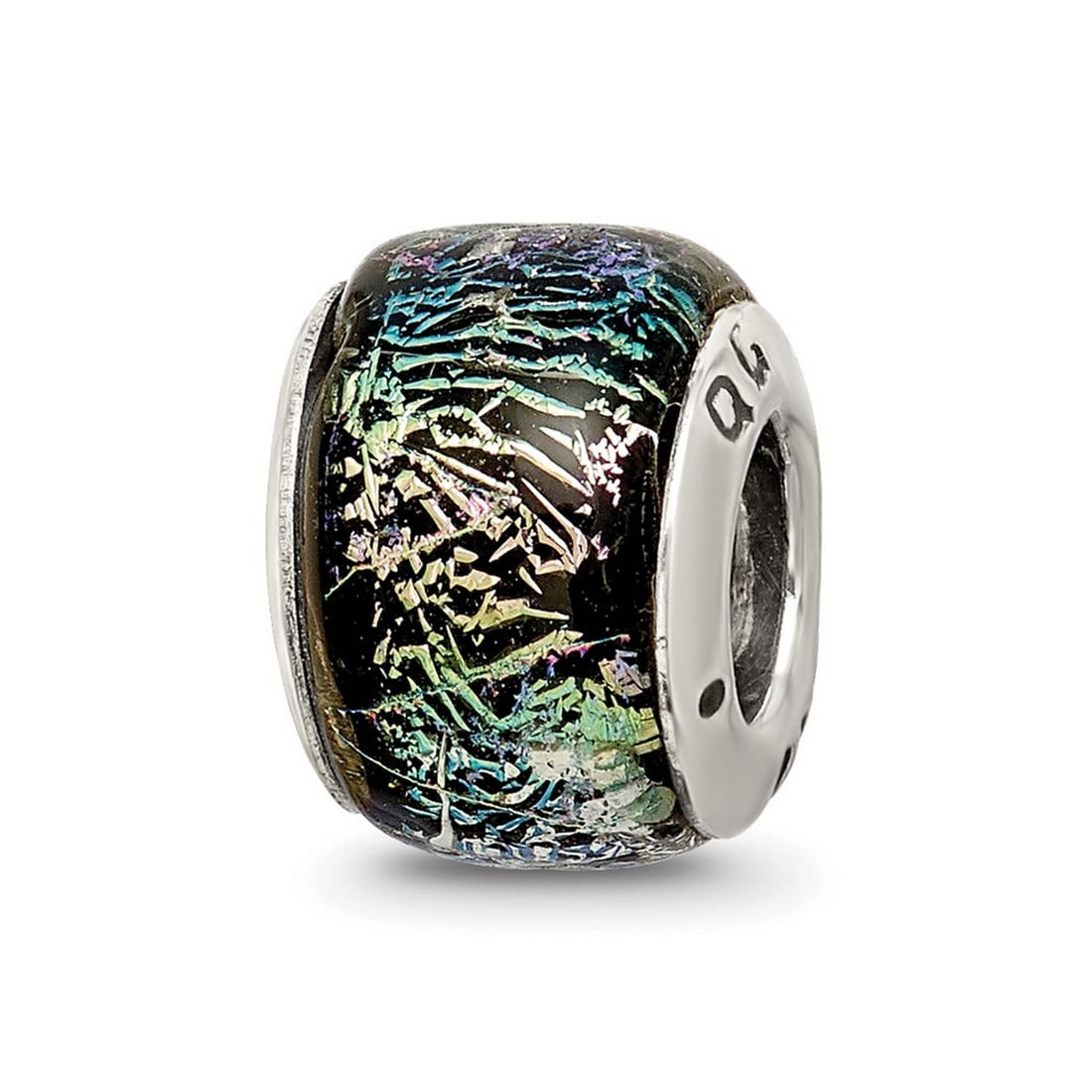 925 Sterling Silver Artisan Oxidized Reflections Rainbow Dichroic Glass ...