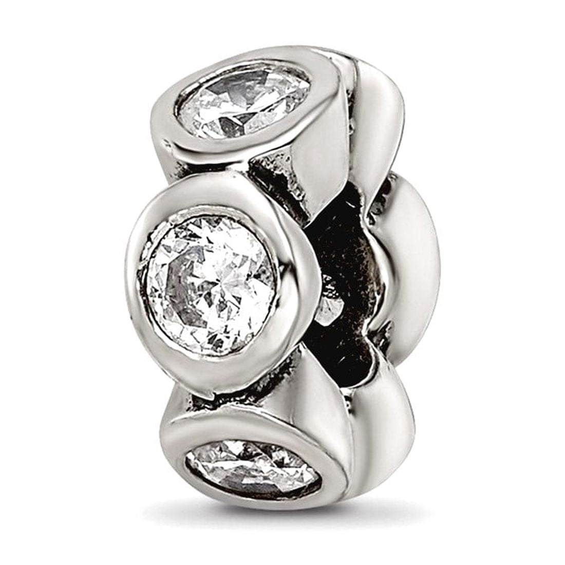 925 Sterling Silver Oxidized Reflections SimStars Cubic Zirconia Bead ...