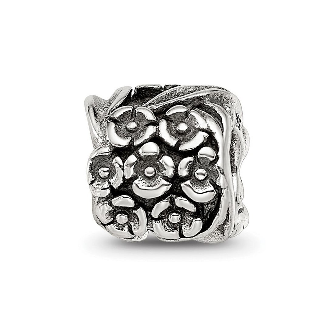 925 Sterling Silver Artisan Oxidized Reflections SimStars Floral Bead ...