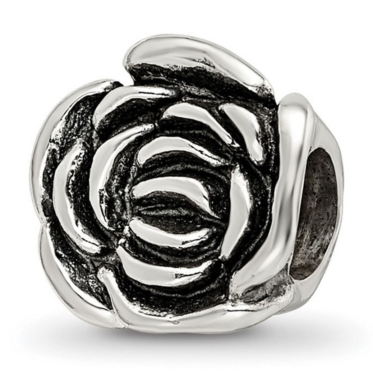 925 Sterling Silver Artisan Oxidized Reflections SimStars Rose Floral ...