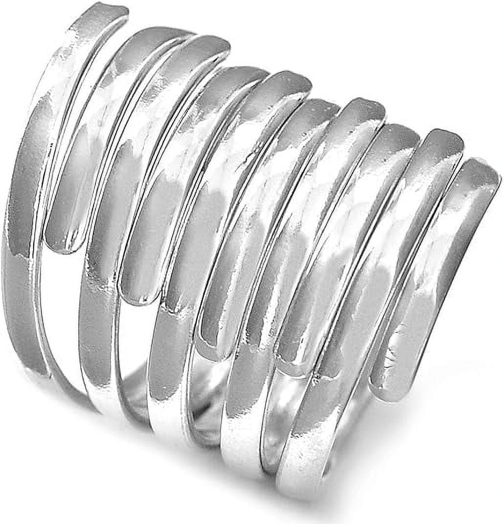 925 Sterling Silver Band Rings for Women, Wide Wrap Statement Ring ...