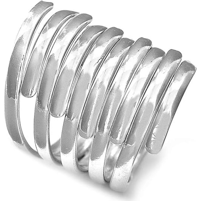925 Sterling Silver Band Rings for Women, Wide Wrap Statement Ring ...