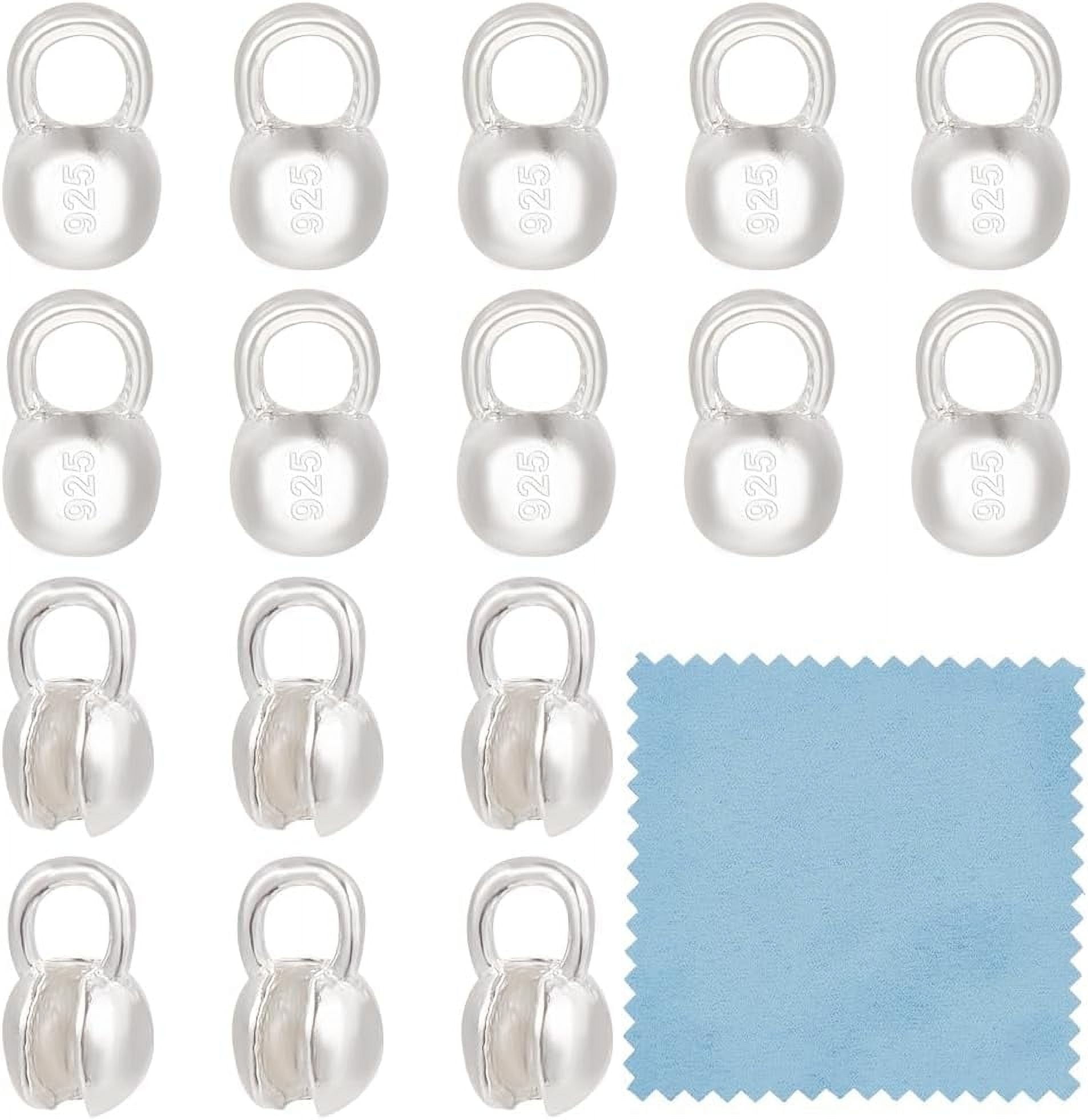 925 Sterling Silver Bead Tips Calotte Ends Clamshell Knot Cover Round ...