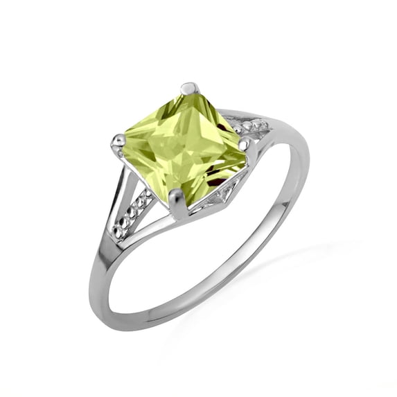 925 Sterling Silver Beaded Square Cubic Zirconia Birthstone Love Ring ...