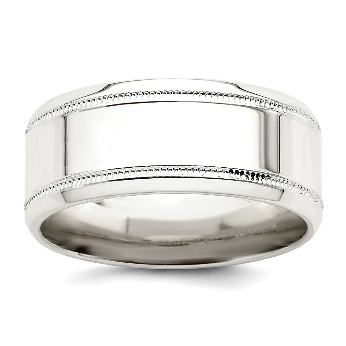 925 Sterling Silver Beveled Edge 8mm Polished Fancy Band Ring Size 7.5 ...