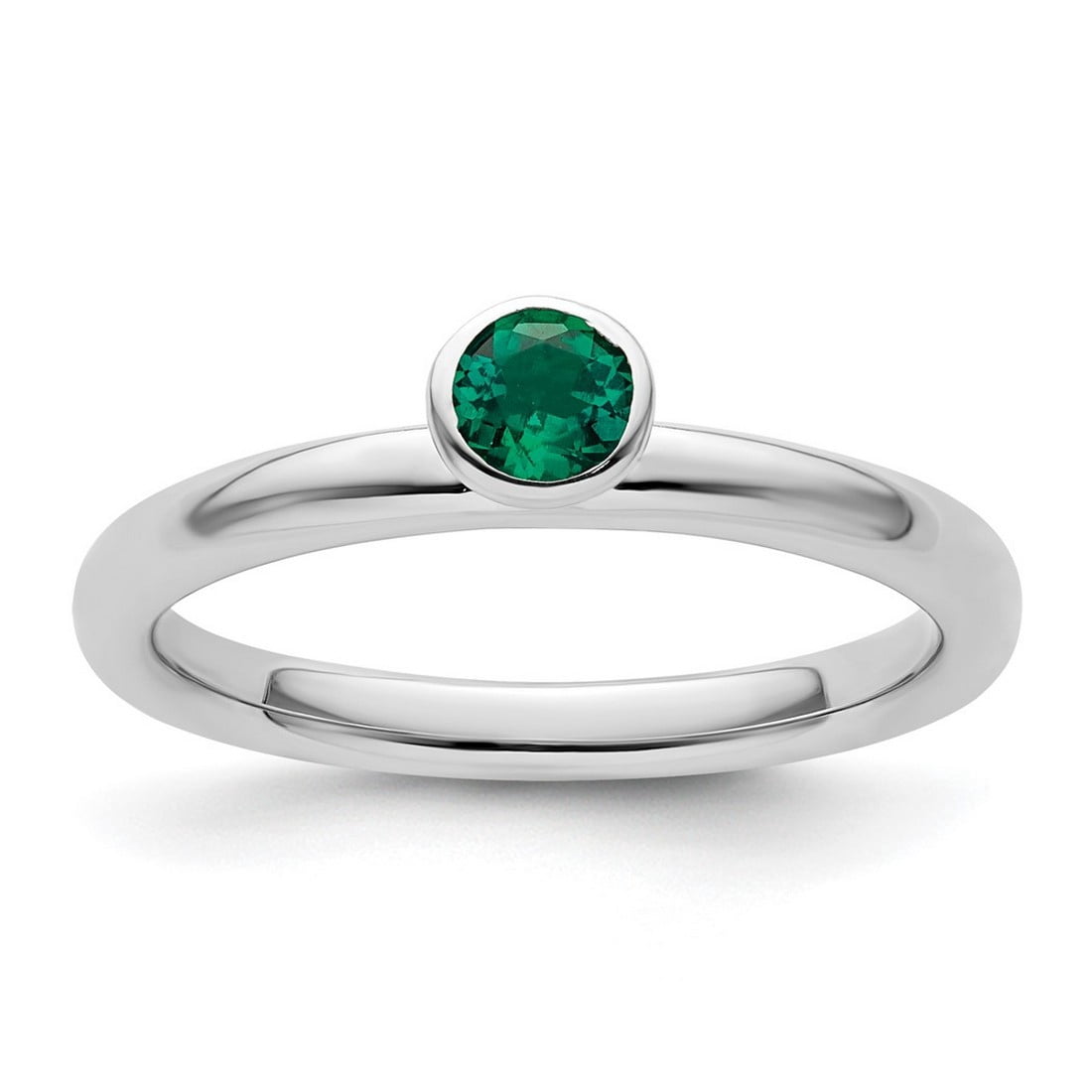 925 Sterling Silver Bezel Polished Stackable High 4mm Round Cr. Emerald ...