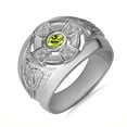 925 Sterling Silver Birthstone CZ Celtic Cross Men's Ring Peridot (SIZE ...