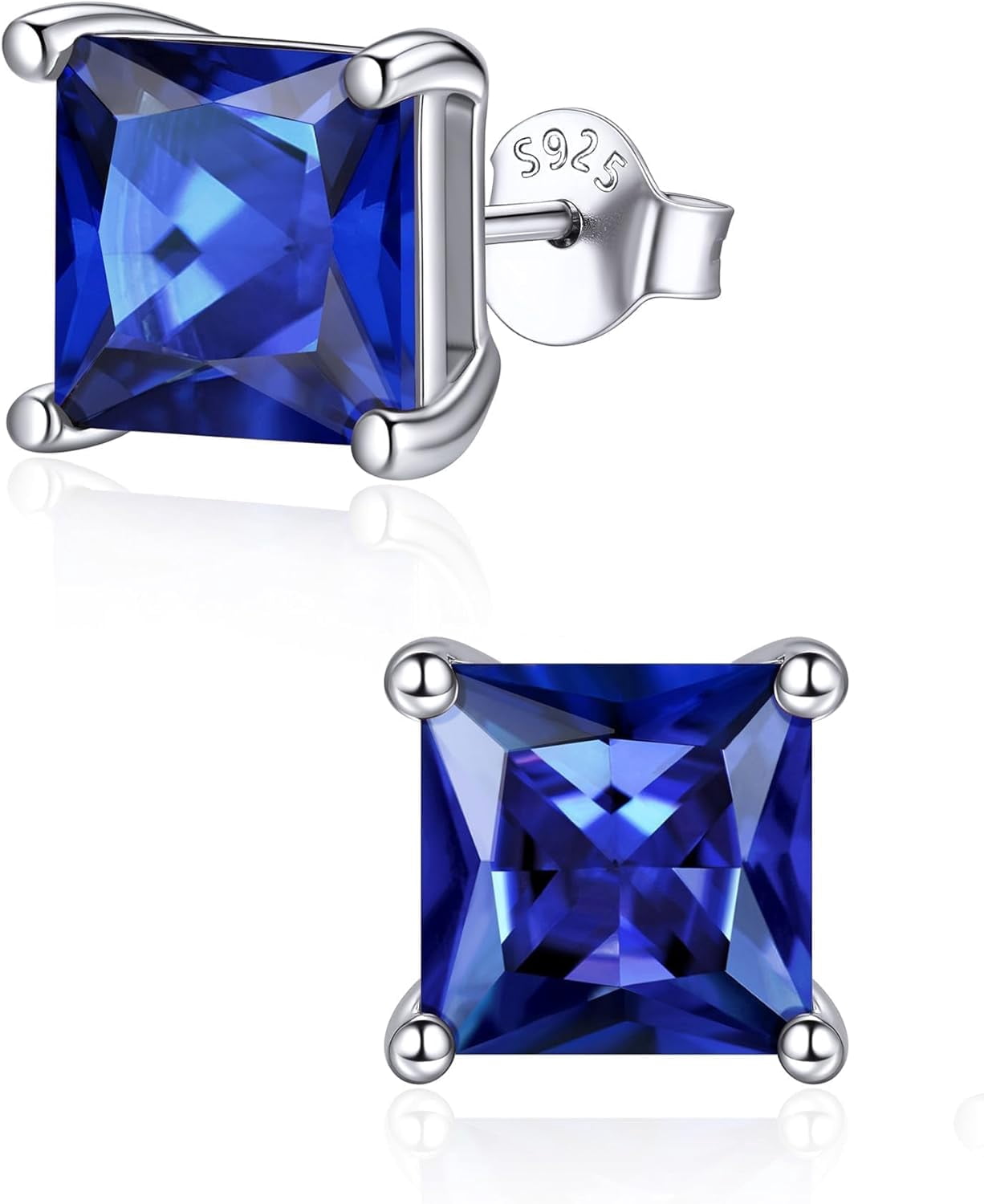 925 Sterling Silver Birthstone Earrings for Women, 8MM/2 Carat Heart ...