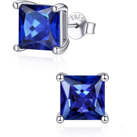 925 Sterling Silver Birthstone Earrings for Women, 8MM/2 Carat Heart ...