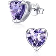 925 Sterling Silver Birthstone Earrings for Women, 8MM/2 Carat Heart ...