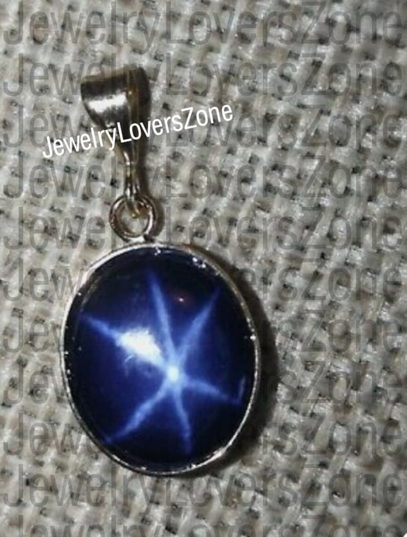 925 Sterling Silver Blue Star Sapphire Pendant Handmade Necklace for ...