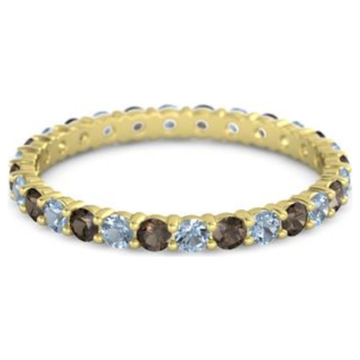 925 Sterling Silver Blue Topaz Round 2.50 MM With Smoky Quartz Women ...