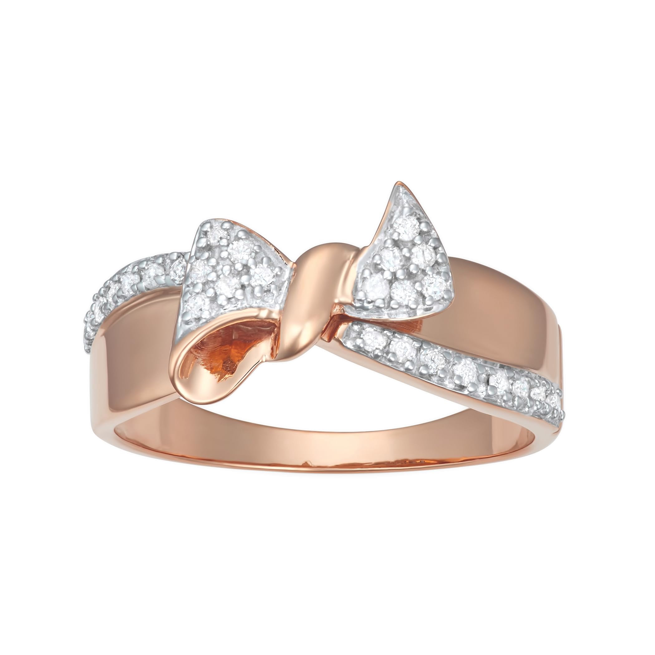 925 Sterling Silver Bow Design Ring for Women with 0.15 Carat TW ...