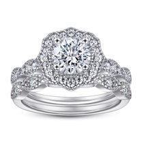 1.5CT 925 Sterling Silver Bridal Ring Sets Teardrop CZ Engagement ...